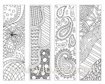 Zentangle Inspired Bookmarks, Printable Coloring, Digital Download ...