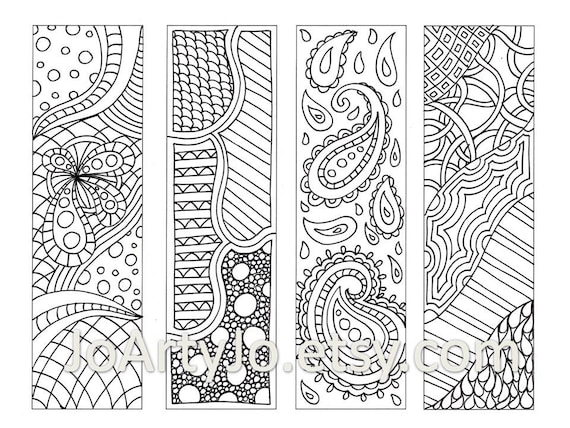 Zendoodle Bookmarks DIY Zentangle Inspired Printable | Etsy