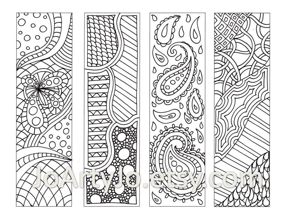 Zentangle Inspired Bookmarks, Printable Coloring, Digital Download ...