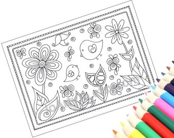 Zendoodle Coloring Page Printable PDF Zentangle Inspired - Etsy