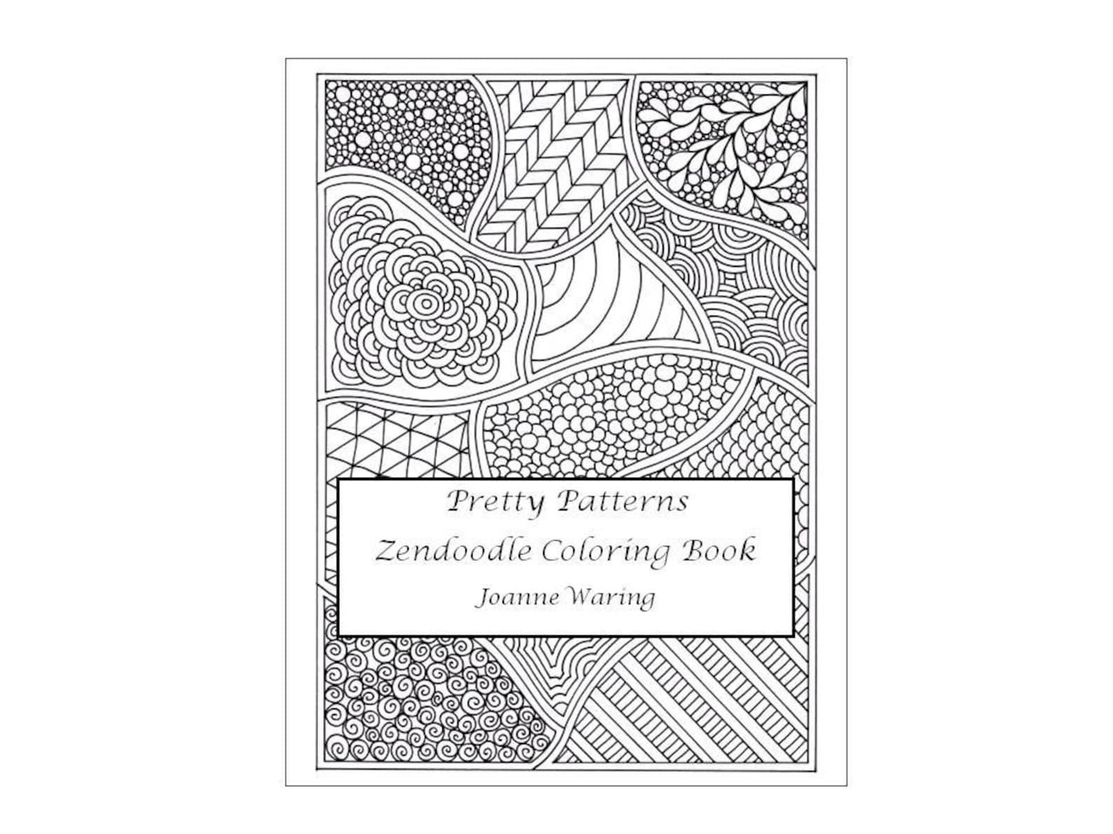 Pretty Patterns Coloring Book, Zentangle Inspired Printable File, 12 ...