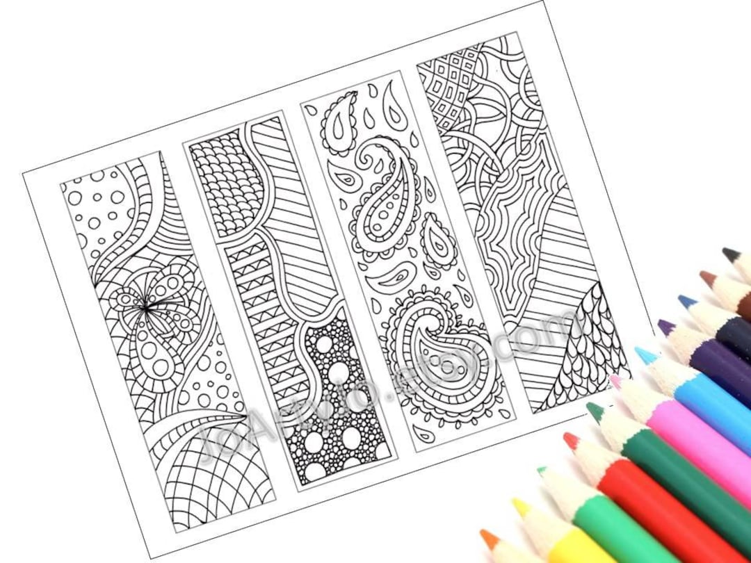 Zentangle Inspired Bookmarks, Printable Coloring, Digital Download, Sheet 9 - Etsy