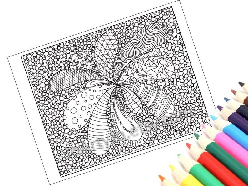 Valentine's Printable Coloring Page, Zentangle Inspired PDF Page 1 ...