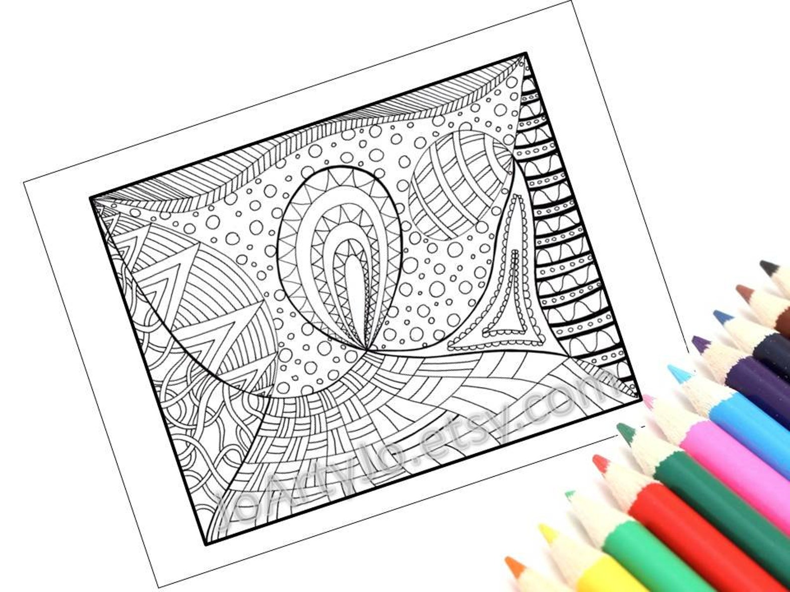 Coloring Page Zentangle Inspired Printable Zendoodle Page 5 - Etsy