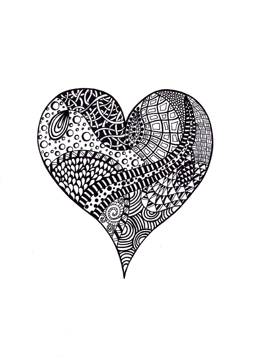 Abstract Heart Print, Valentine's Day Zentangle Inspired Printable Art ...