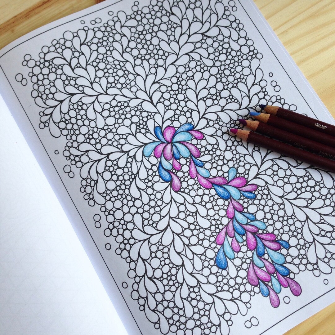Coloring Book, Zentangle Inspired Printable File, 12 Pretty Patterns ...