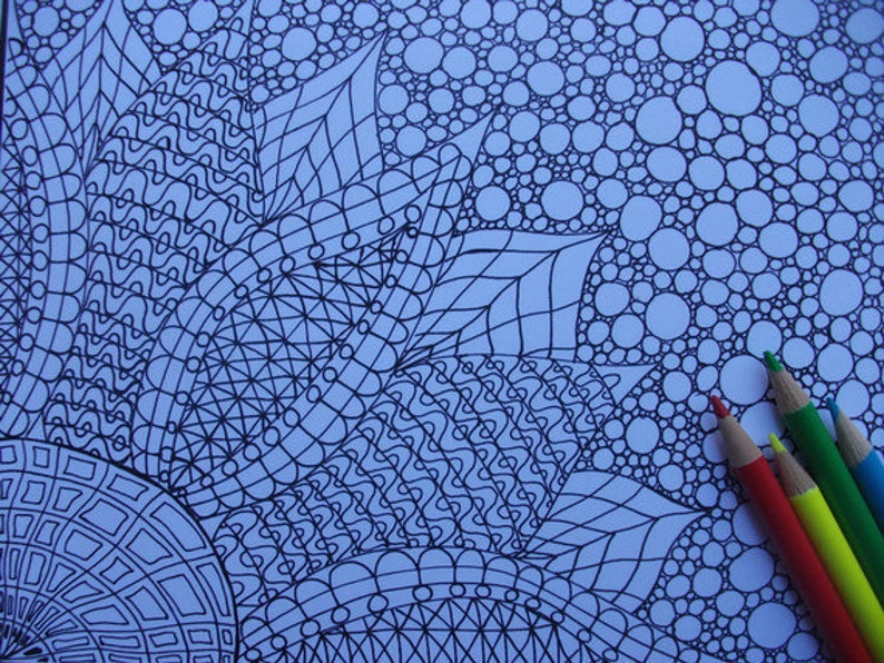 Zendoodle Coloring Page, Printable- Page 2: Zentangle Inspired Flower ...