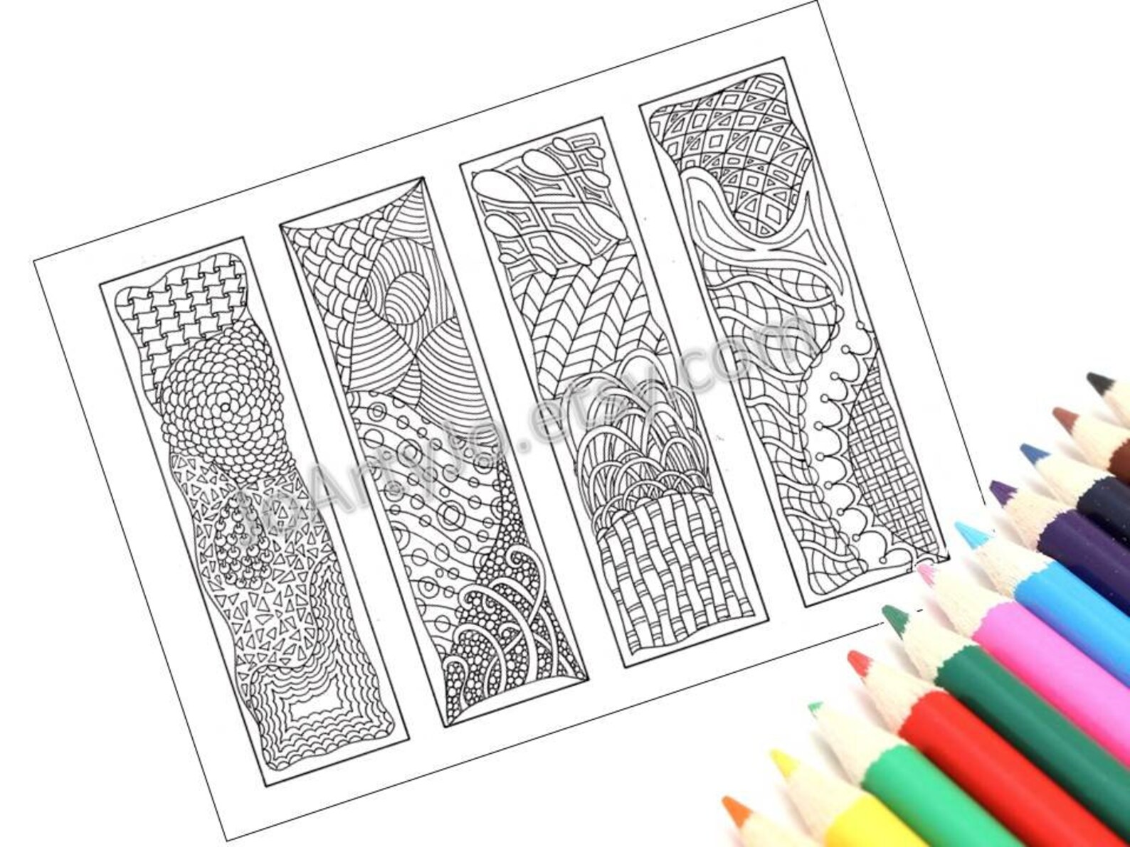Coloring Bookmarks to Print, 12 Zentangle Inspired Printable Bookmarks ...