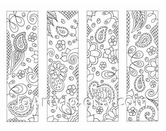 Color Your Own Bookmarks, Zentangle Inspired Printable Coloring, Sheet ...