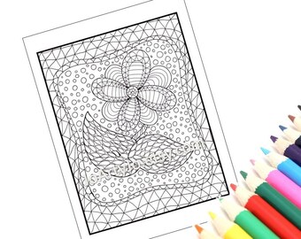 Zendoodle Coloring Page Printable PDF Zentangle Inspired | Etsy