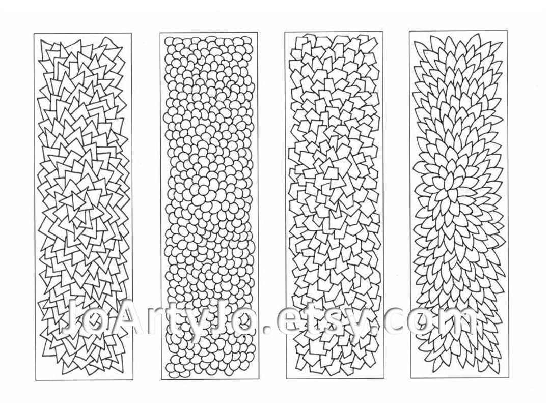 Zendoodle Bookmarks to Color, Zentangle Inspired, Digital Download ...