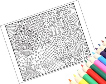 Zendoodle Coloring Page Printable PDF Zentangle Inspired | Etsy
