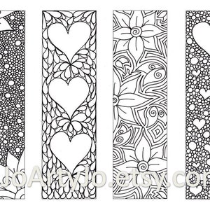 Valentine's Bookmarks to Print and Color, Zentangle Inspired Hearts and ...
