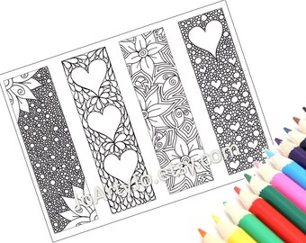 Zentangle Inspired Bookmarks Printable Coloring Digital | Etsy