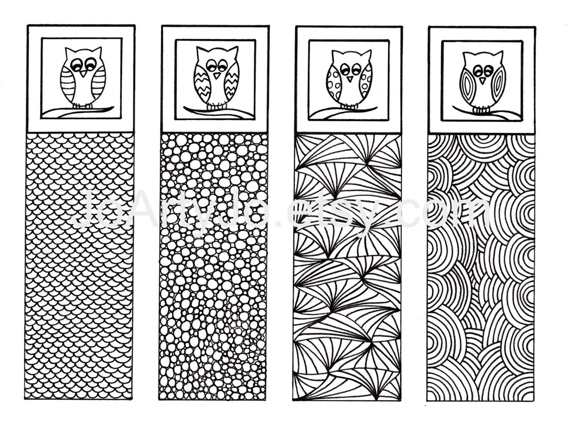 Bookmarks to Color, Zentangle Inspired Coloring, 12 Unique Bookmarks to ...