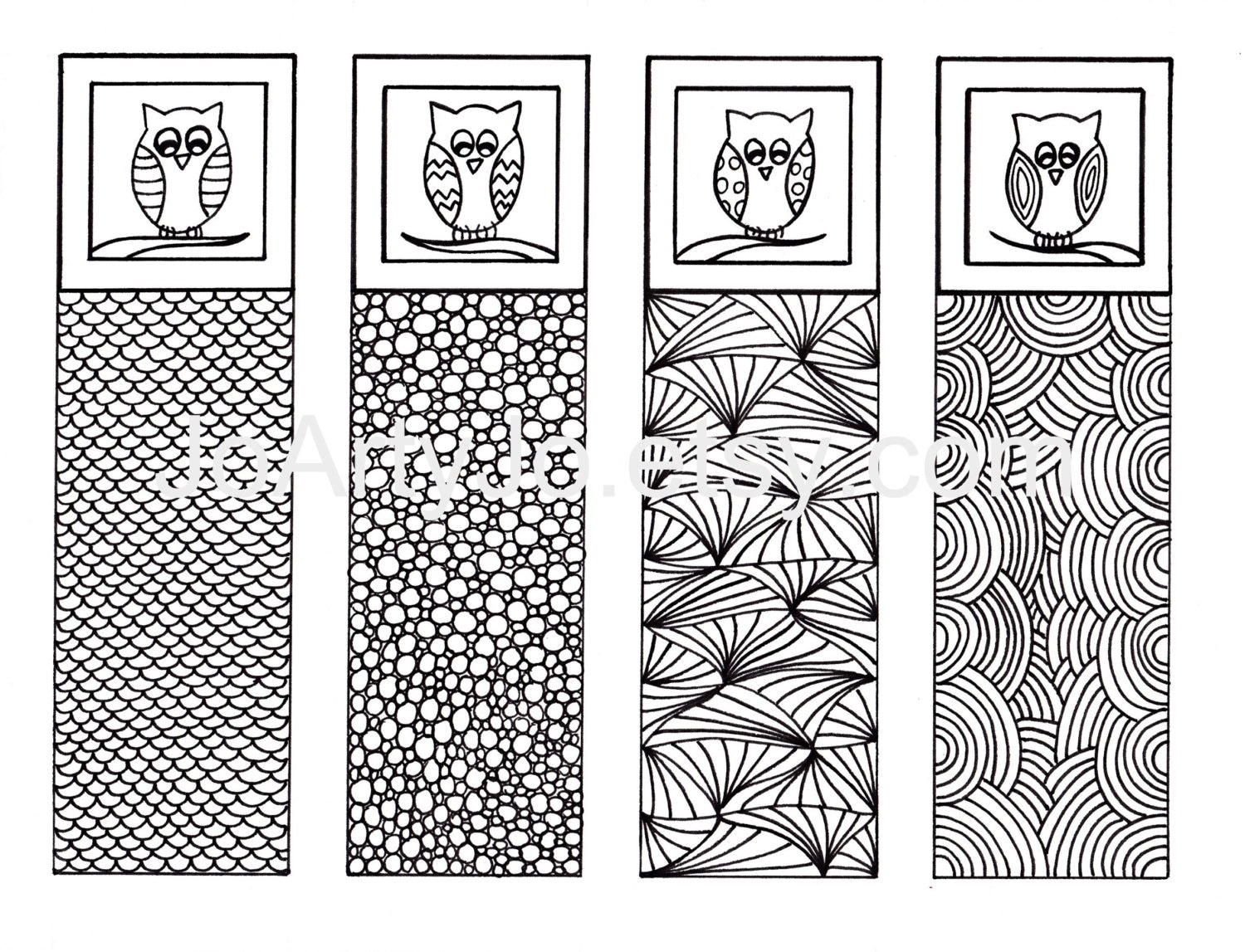 Zendoodle Printable Bookmarks DIY, Zentangle Inspired Coloring Sheet 1 ...