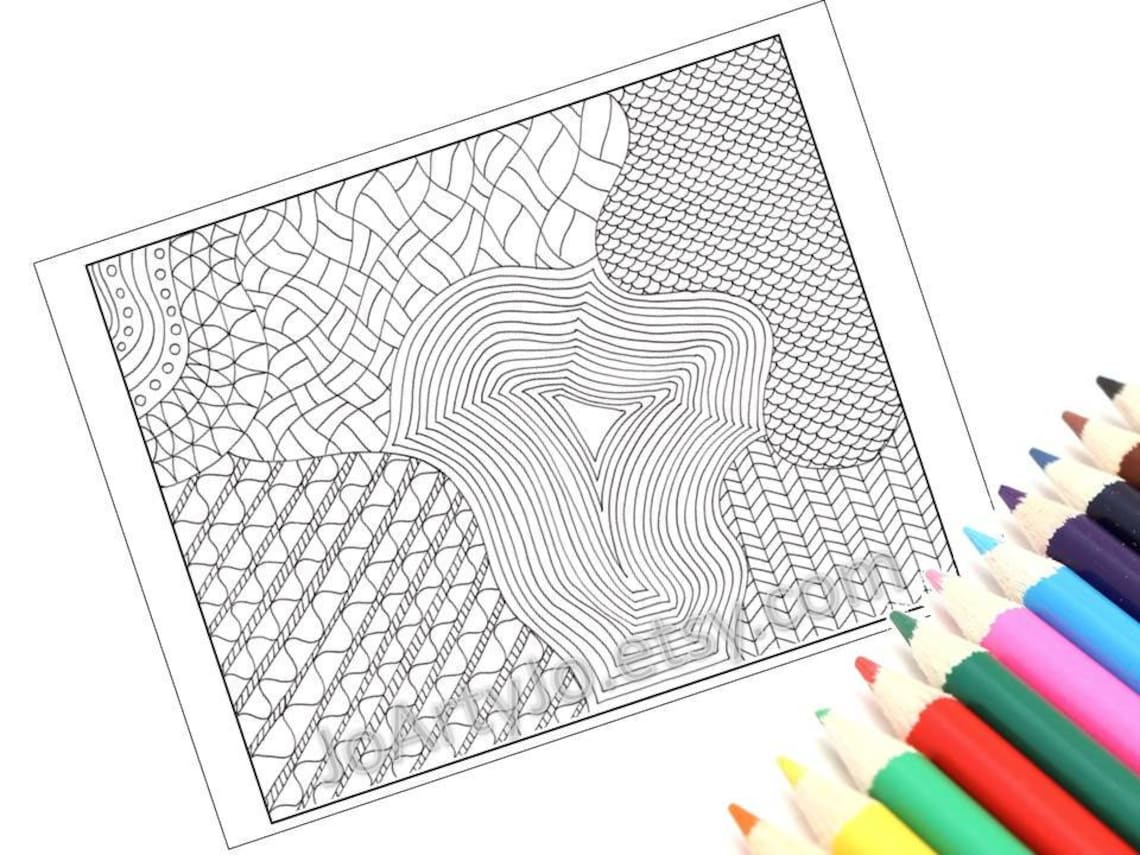 Coloring Page, Printable Zentangle Inspired PDF Zendoodle Pattern, Page ...