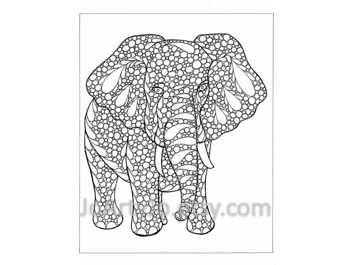 Coloring Page Elephant Zentangle Inspired Printable Zendoodle Page 44 ...