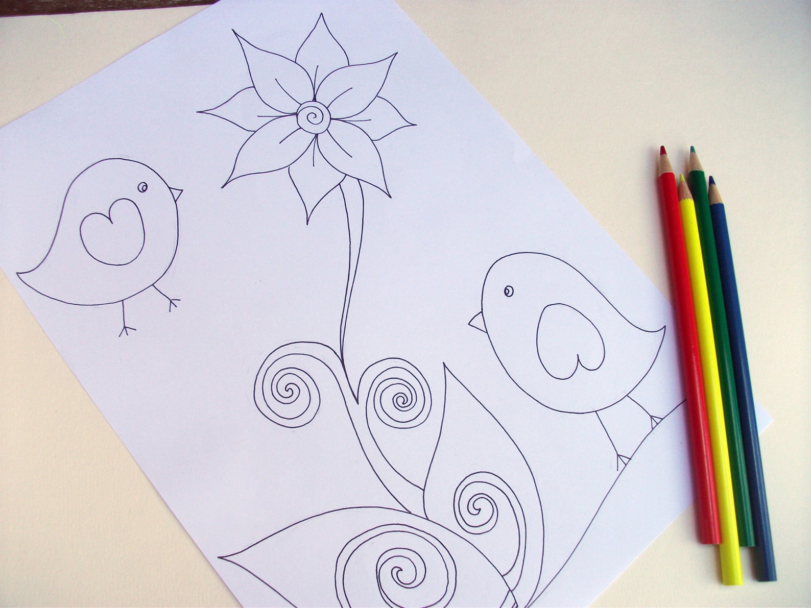 Coloring Pages, Set of 4- Cute Birds Printable PDF Files - Etsy