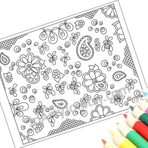 Coloring Page Zentangle Inspired Zendoodle Paisley Pattern | Etsy