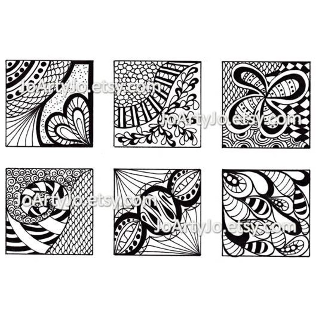 Zentangle Inspired Art Digital Collage Sheet, Instant Download 1 Inch ...