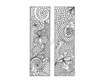 Zendoodle Printable Bookmarks DIY Zentangle Inspired Coloring | Etsy
