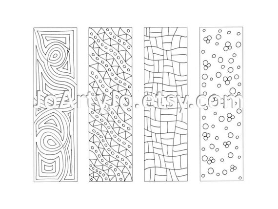 Zentangle Inspired Bookmarks Printable Coloring Digital - Etsy