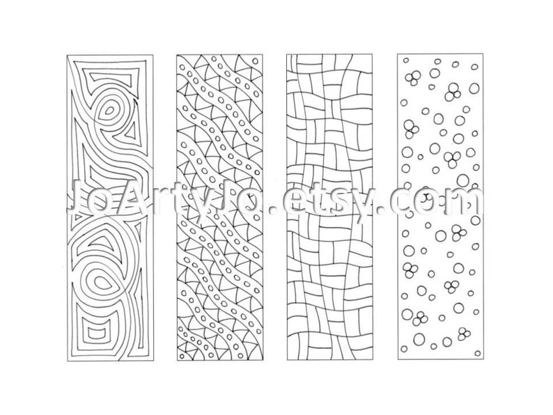 Zentangle Inspired Bookmarks, Printable Coloring, Digital Download ...