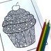 Zentangle Inspired Printable Cupcake Coloring Page, Zendoodle Page 3 - Etsy