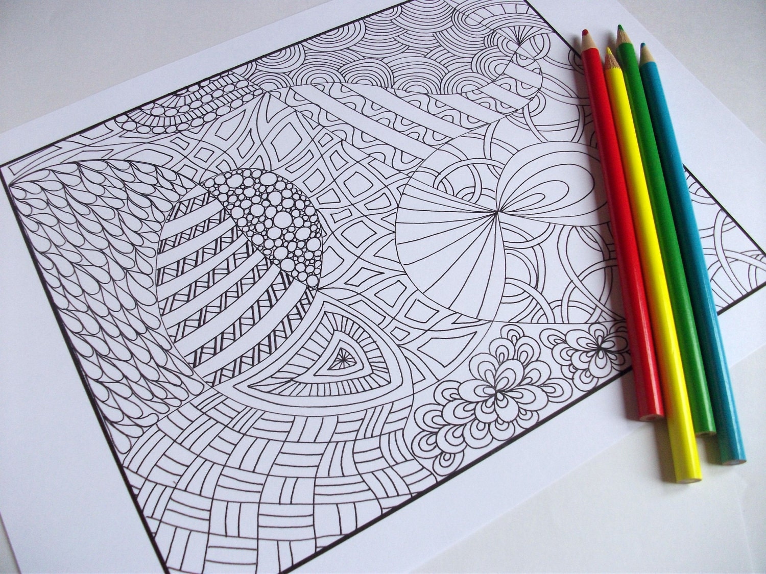Printable Zentangle Inspired Coloring Page Zendoodle Page 7 Instant ...