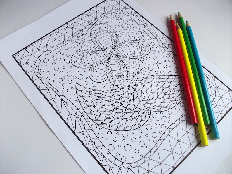 PDF Printable Zentangle Inspired Coloring Page, Zendoodle Page 6 - Etsy