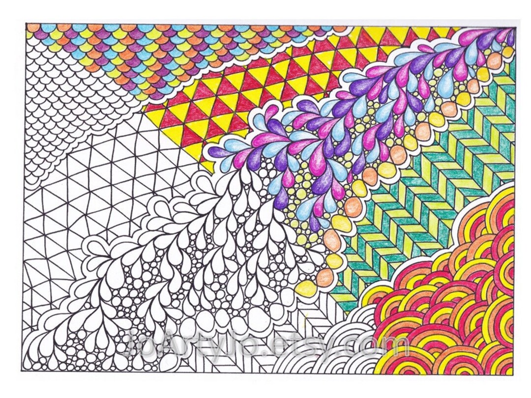 Printable Zendoodle Coloring Page, Inpsired by Zentangle, Page 56 - Etsy