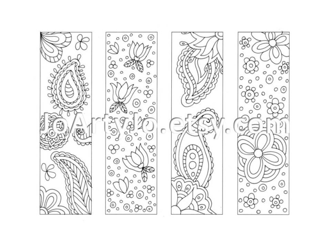 Bookmarks Coloring Page Zentangle Inspired Instant Download PDF Sheet ...