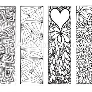 Zendoodle Printable Bookmarks DIY, Zentangle Inspired Coloring Sheet 1 ...