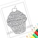 Zentangle Inspired Printable Cupcake Coloring Page, Zendoodle Page 3 - Etsy
