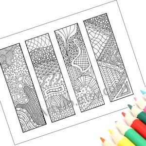 Printable Zentangle Inspired Art Bookmarks DIY, Zendoodle Coloring ...