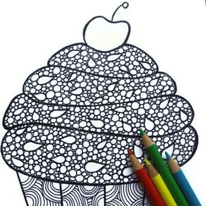 Zentangle Inspired Printable Cupcake Coloring Page, Zendoodle Page 3 - Etsy