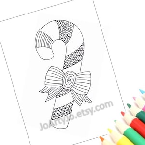 Printable Coloring Page 2, Christmas Zentangle Inspired Candy Cane ...
