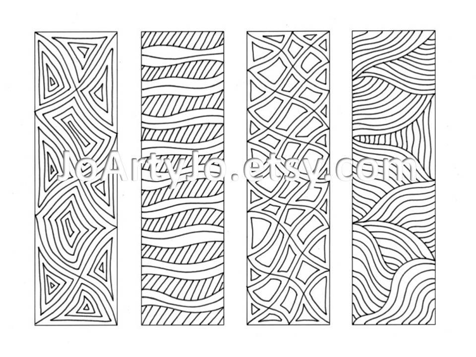 Zendoodle Bookmarks DIY, Zentangle Inspired Printable Coloring, Digital ...