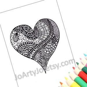 Valentine's Bookmarks to Print and Color, Zentangle Inspired Hearts and ...
