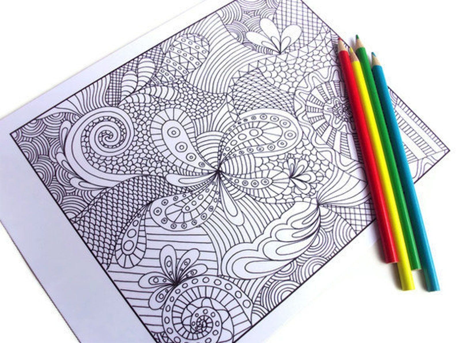 Printable Zentangle Inspired Coloring Page, Zendoodle Pattern, Page 13 ...