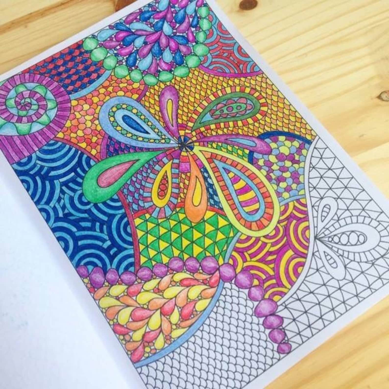 Pretty Patterns Coloring Book, Zentangle Inspired Printable File, 12 ...