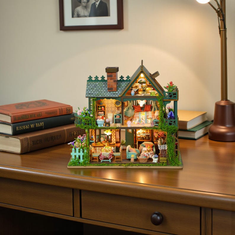 DIY Fairy Garden Cottage Book Nook Kit – 3D Wooden Puzzle Bookshelf ...