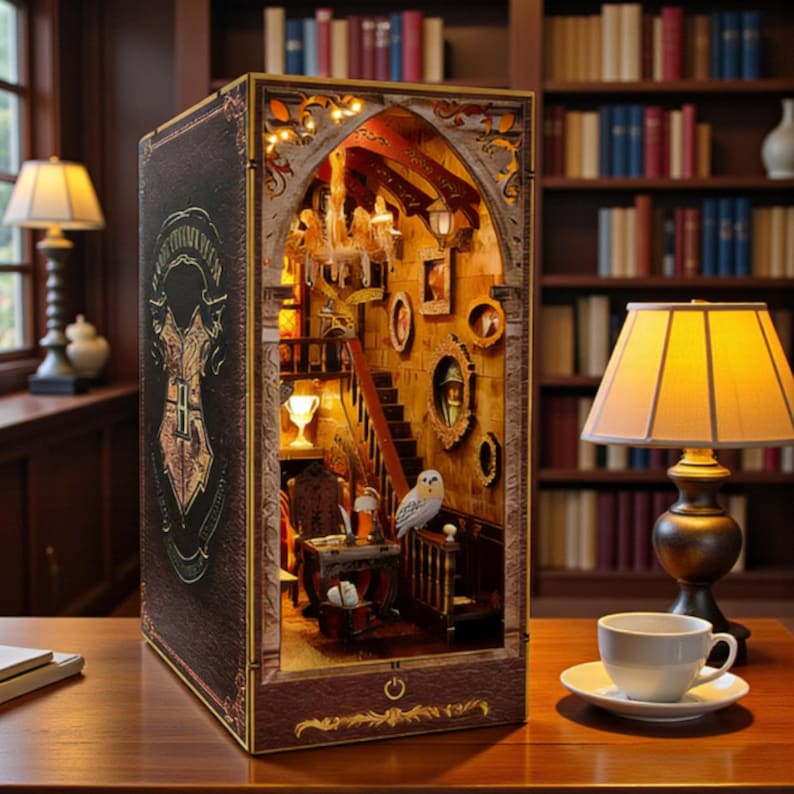 DIY Magic Academy Book Nook Kit, Light-up Wizard Library Bookshelf ...