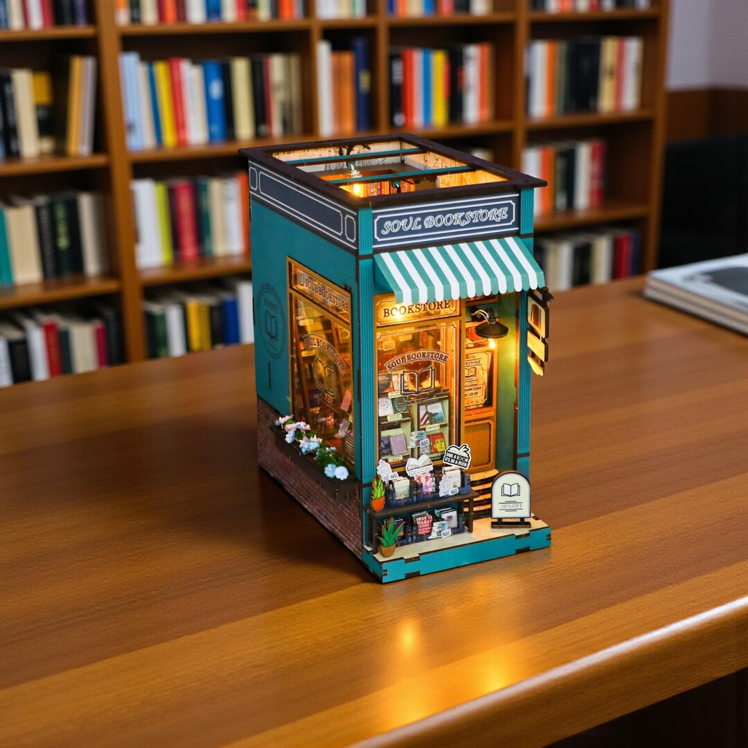 Soul Bookstore Book Nook Kit – DIY Miniature Bookshop With LED Lights ...