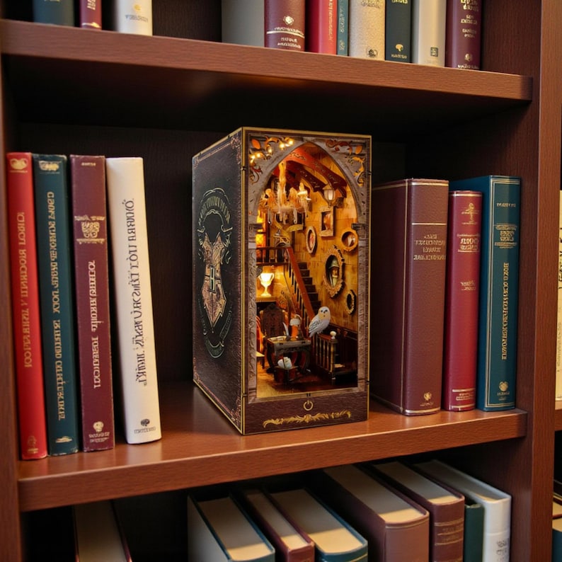 DIY Magic Academy Book Nook Kit, Light-up Wizard Library Bookshelf ...