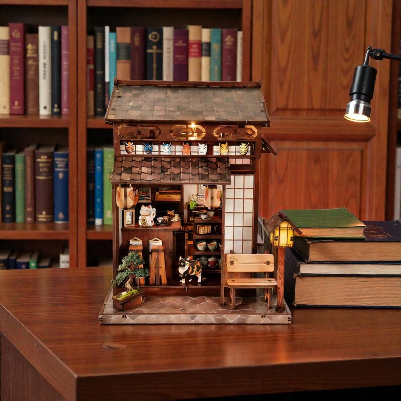 Japanese Izakaya Book Nook Kit – DIY 3D Wooden Puzzle Bookshelf Insert ...