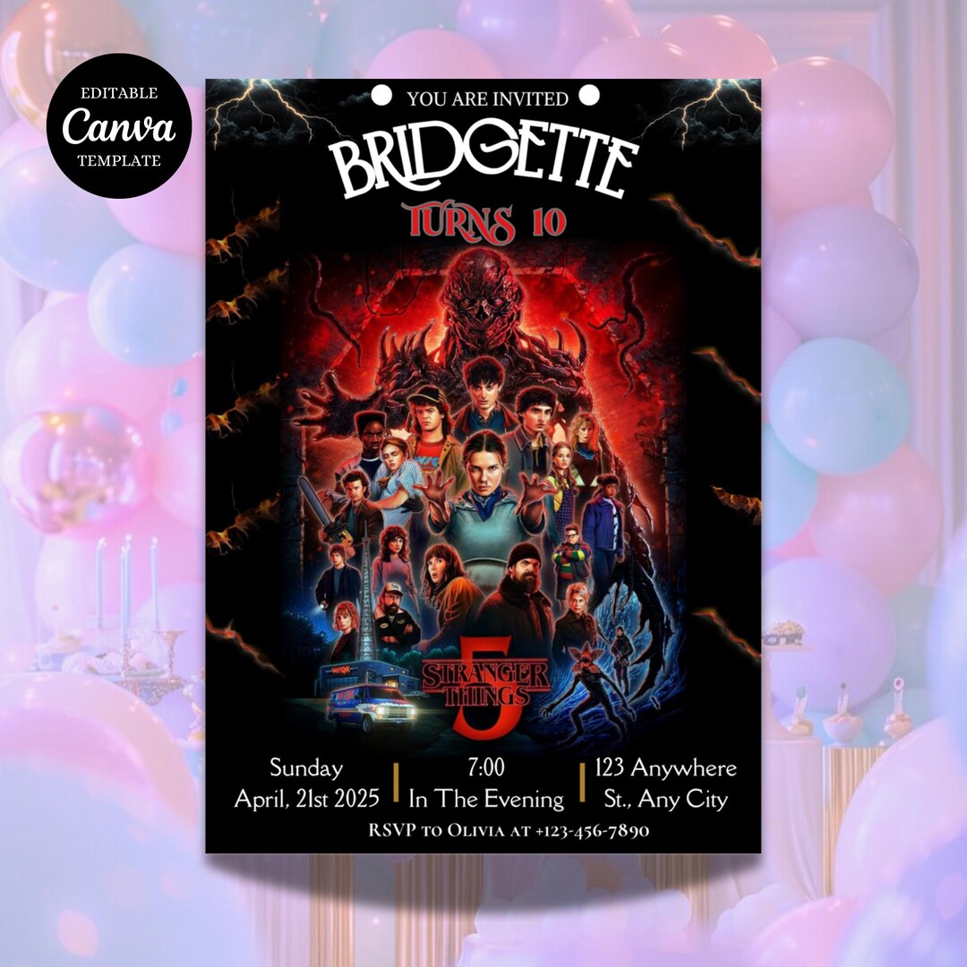 Stranger Things Birthday Invitation | Digital Download | Printable ...