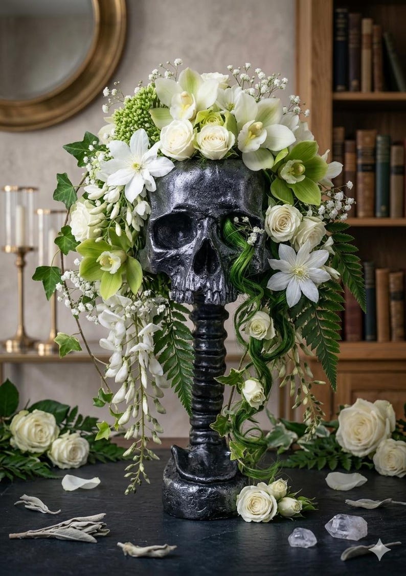 Skull Planter, Witchy Home Decor, Macabre Flower Vase, Modern Altar ...