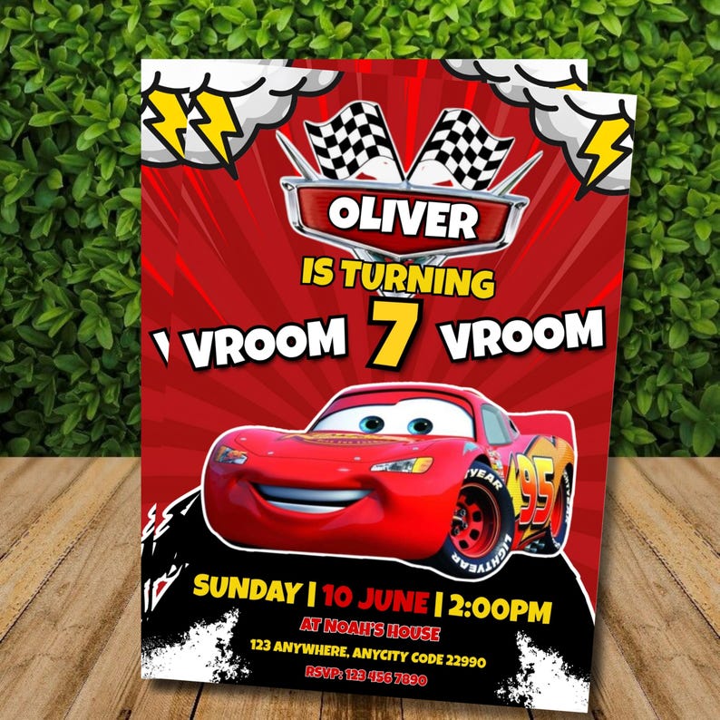 Lightning Mcqueen Birthday Invitation Template | Cars Birthday Party ...